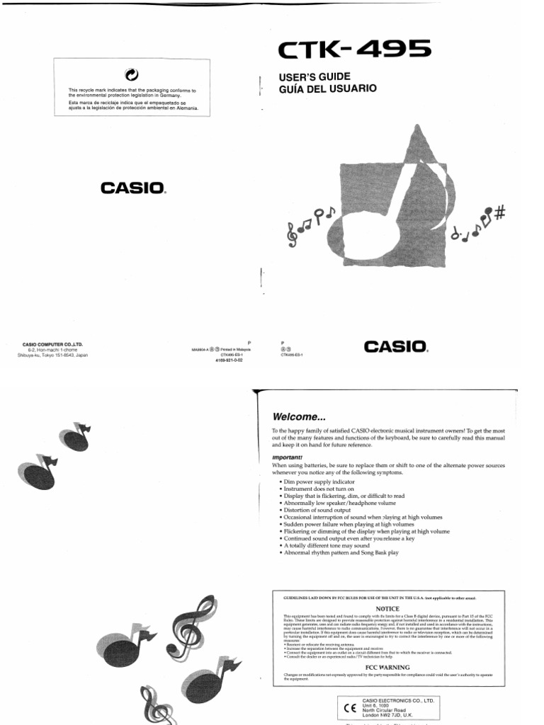 Manual Casio CTK 495 | PDF
