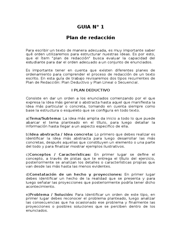 1º Guía Plan de Redacción | PDF | Información | Conocimiento