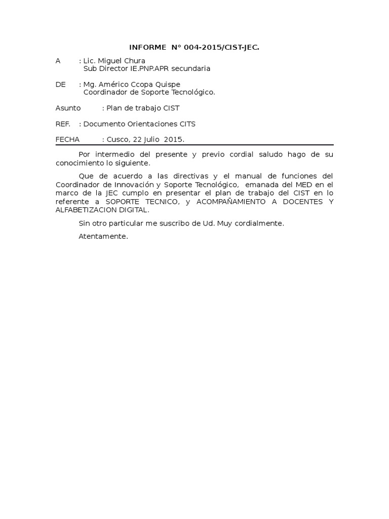 Plan de Trabajo Del CIST | PDF | Tecnología de información y comunicaciones | Maestros