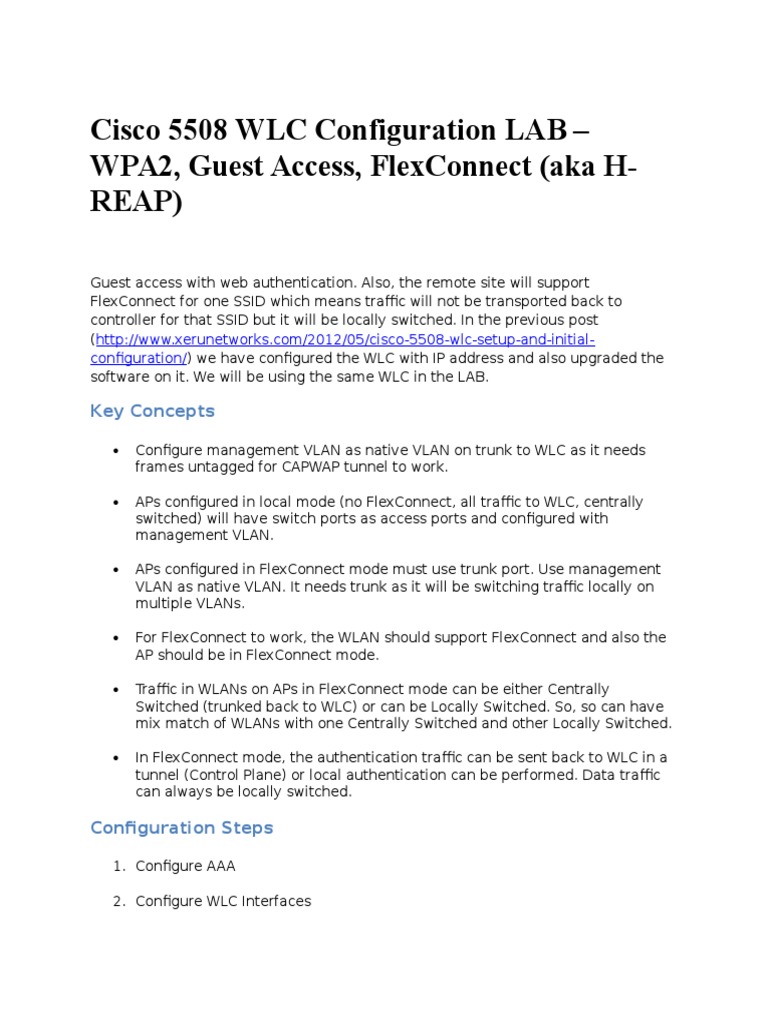 Cisco 5508 WLC Configuration LAB | PDF | Wireless Lan | Radius