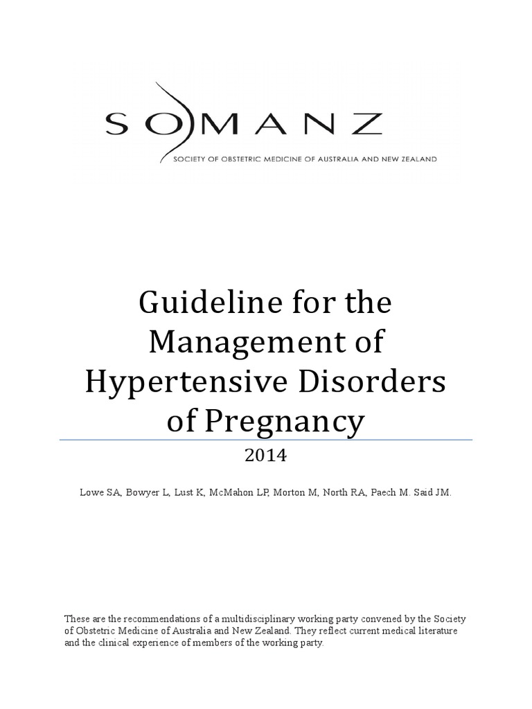 SOMANZ - Hypertension Pregnancy Guideeline April 2014 | PDF ...