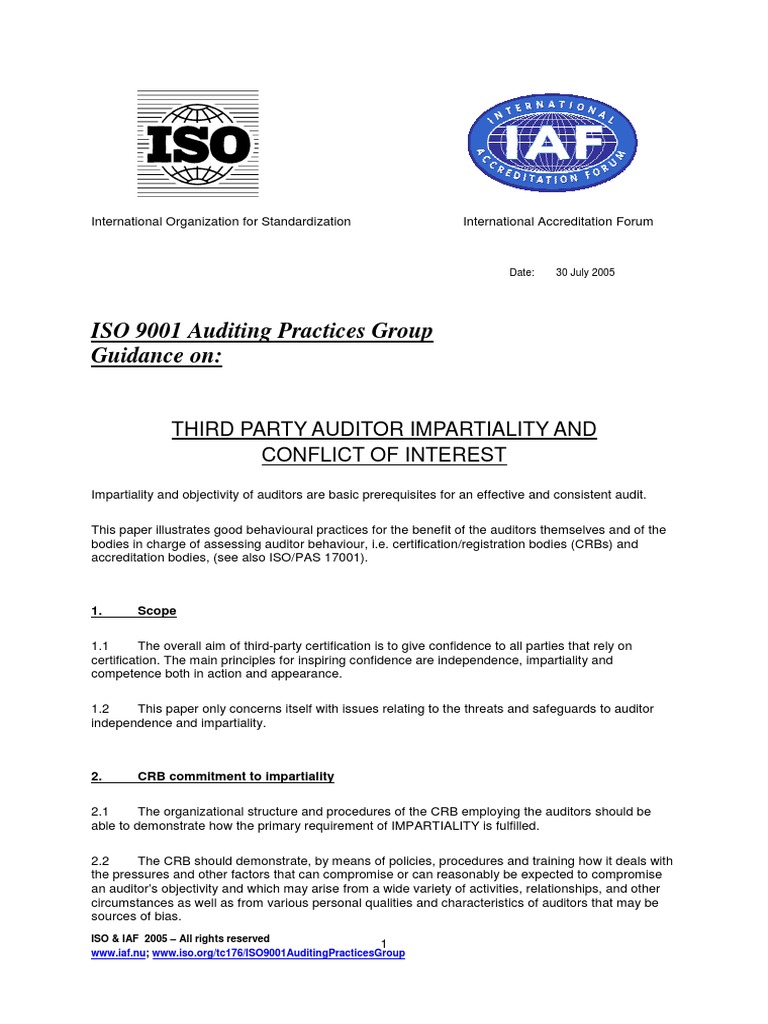 Auditor Impartiality in ISO 9001 Audits | PDF | Audit | Iso 9000