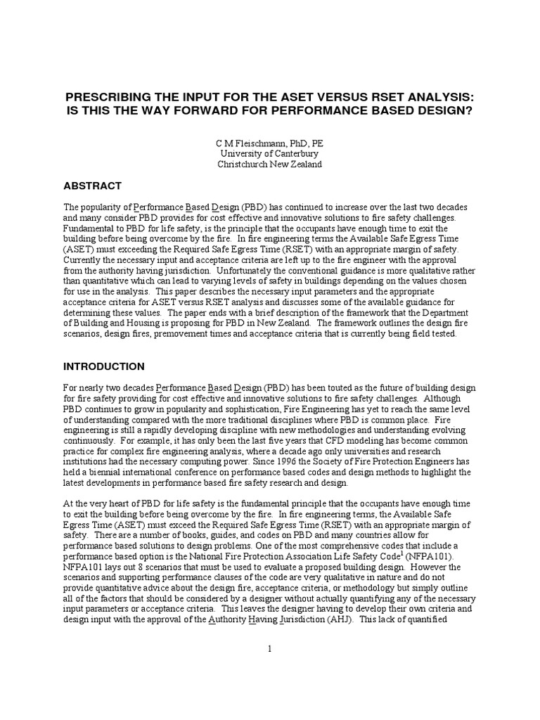 ASET vs RSET in Performance Based Design | PDF | Firefighter | Combustion