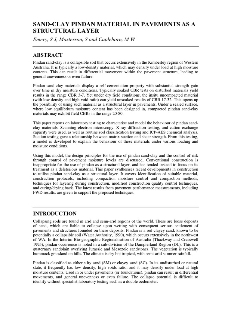 Pindan Sand-Clay in Pavement Layers | PDF | Soil | Road Surface
