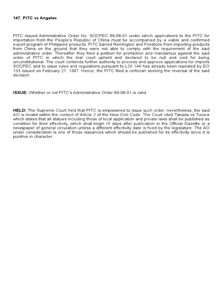 147 PITC Vs Angeles | PDF | Social Science | Law