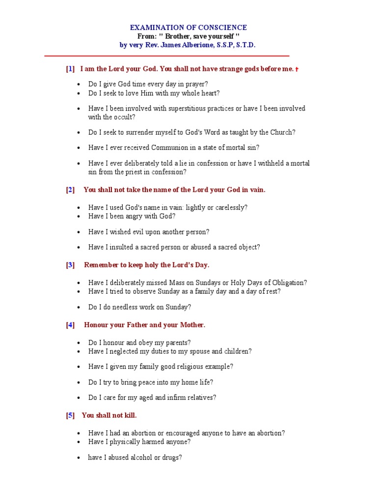 Examination of Conscience | PDF | Confession (Religion) | Sin