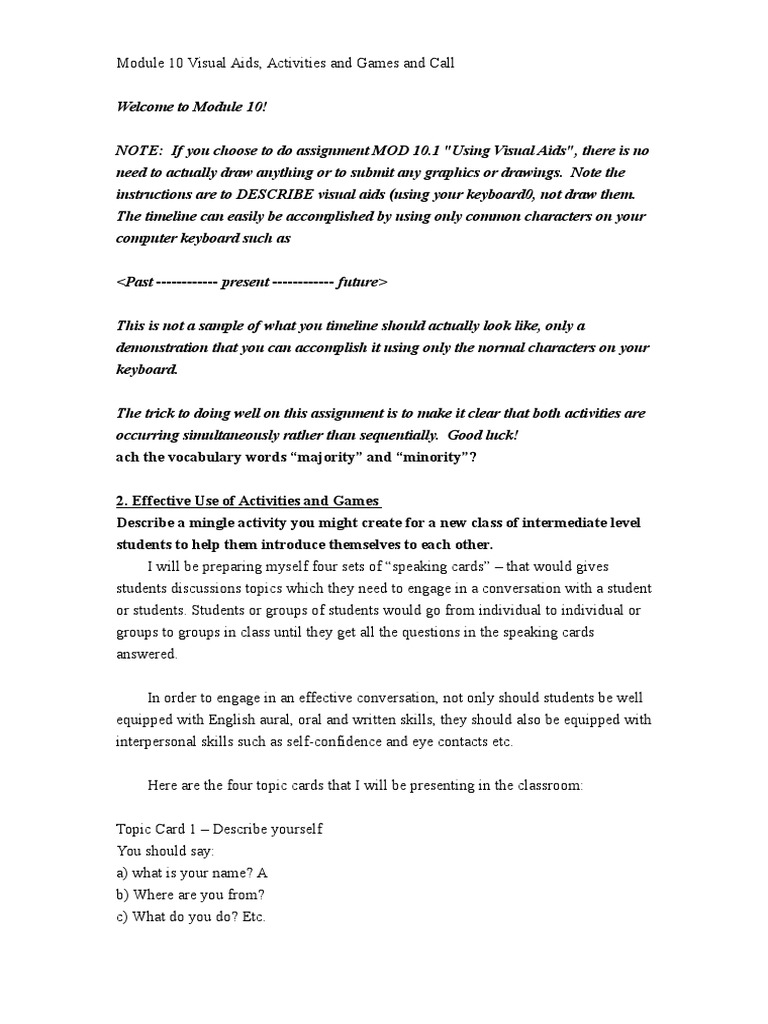 Module 10 Assignments | Download Free PDF | English As A Second Or ...