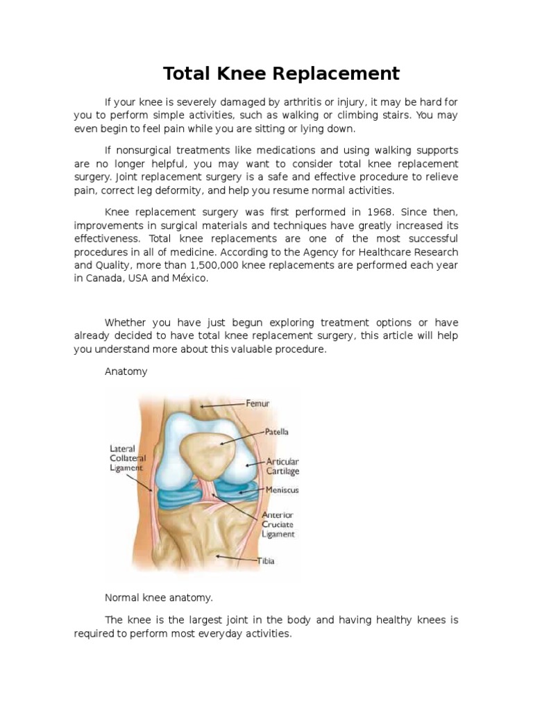 Total Knee Replacement | PDF | Knee | Osteoarthritis