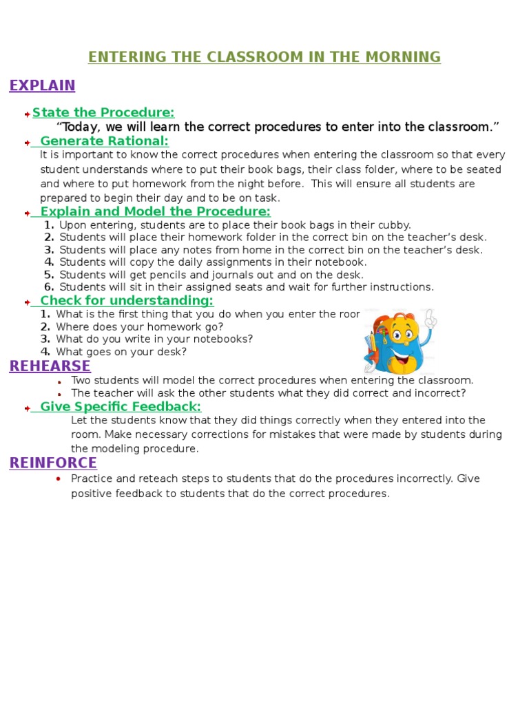 Classroom Entry Procedures Explained | PDF