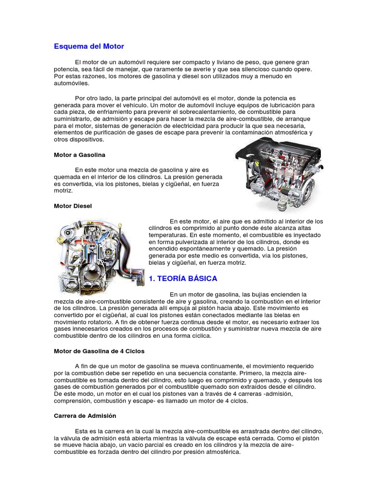 Esquema de Motor | PDF | Motor de combustión interna | Motor diesel