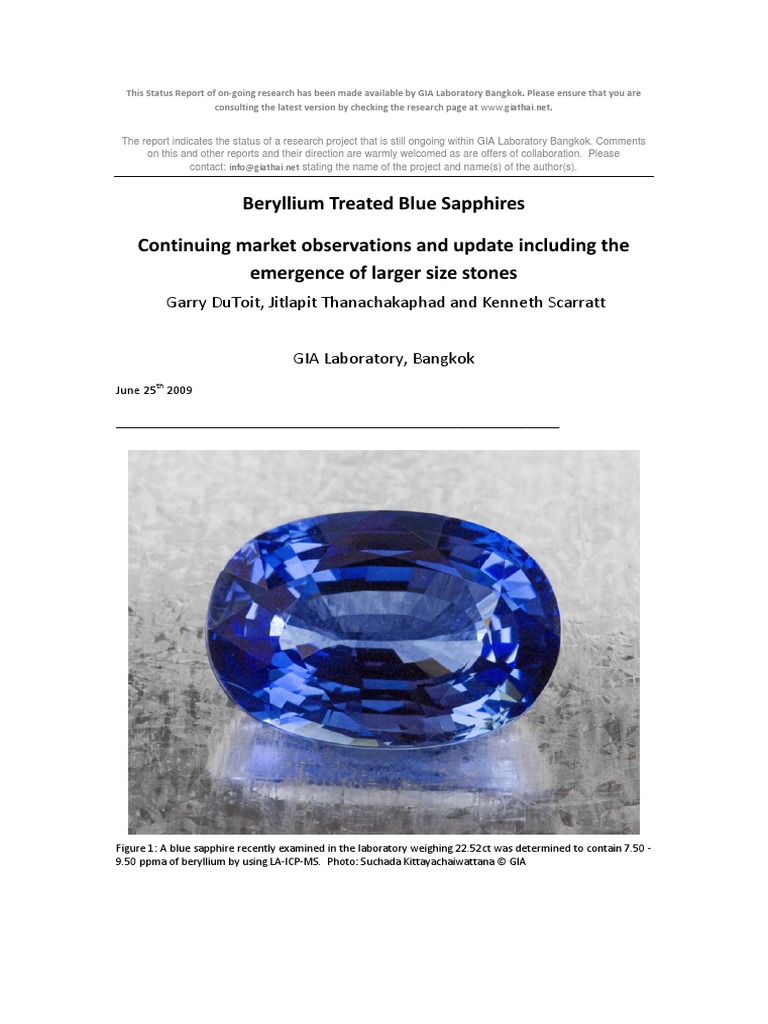 Beryllium Diffused Blue Sapphires at June 26th 2009 | PDF | Absorption ...