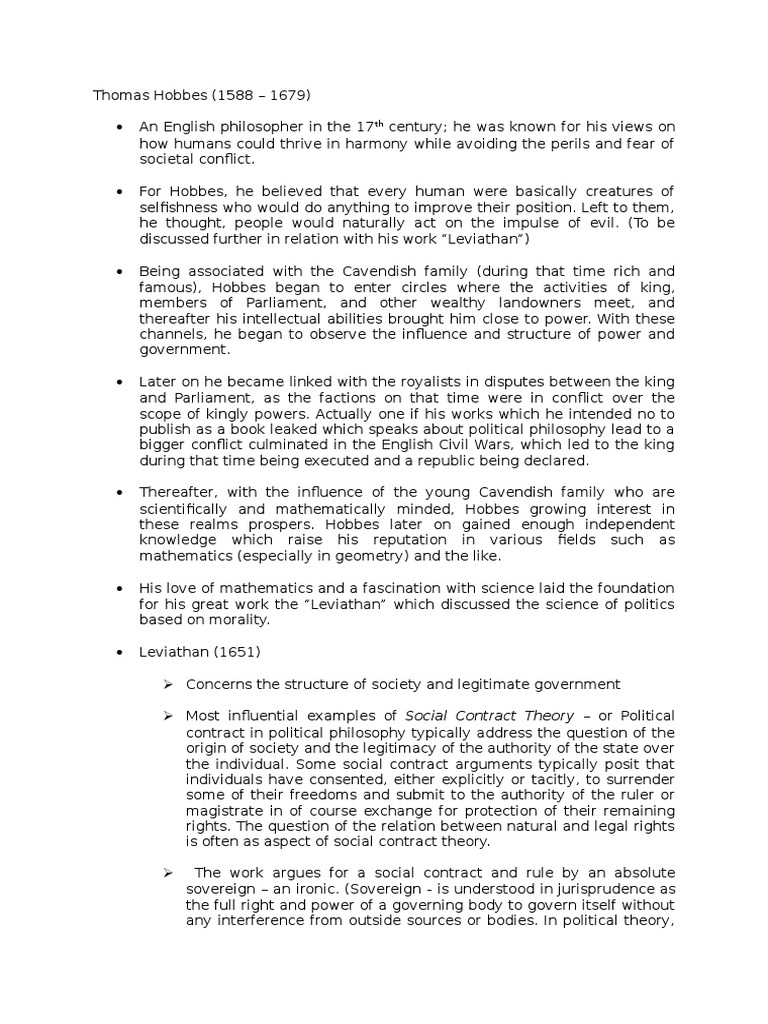 Thomas Hobbes | PDF | Social Contract | Thomas Hobbes