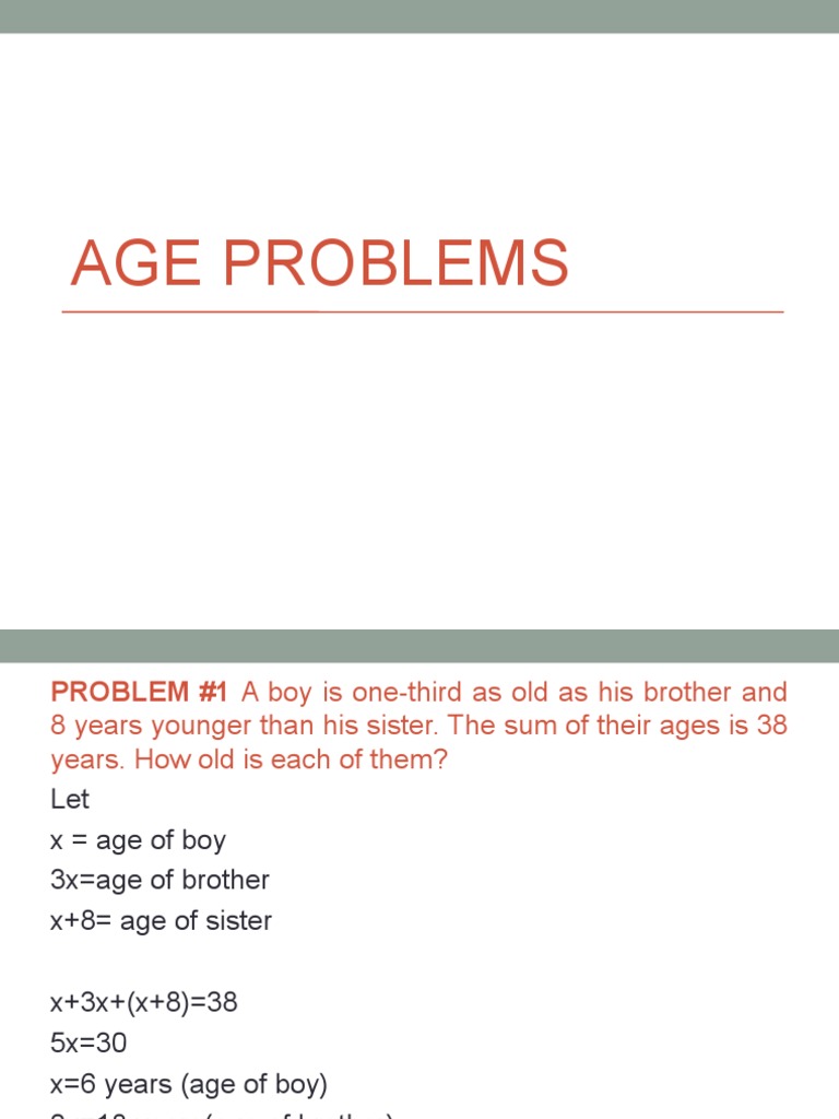 Age and Algebra Word Problems | PDF | Teaching Mathematics | Science