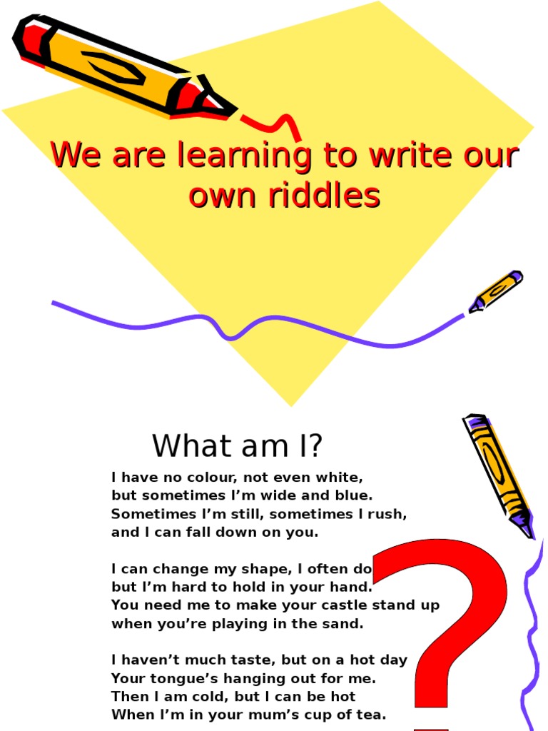 Writing Your Own Riddles Guide | PDF