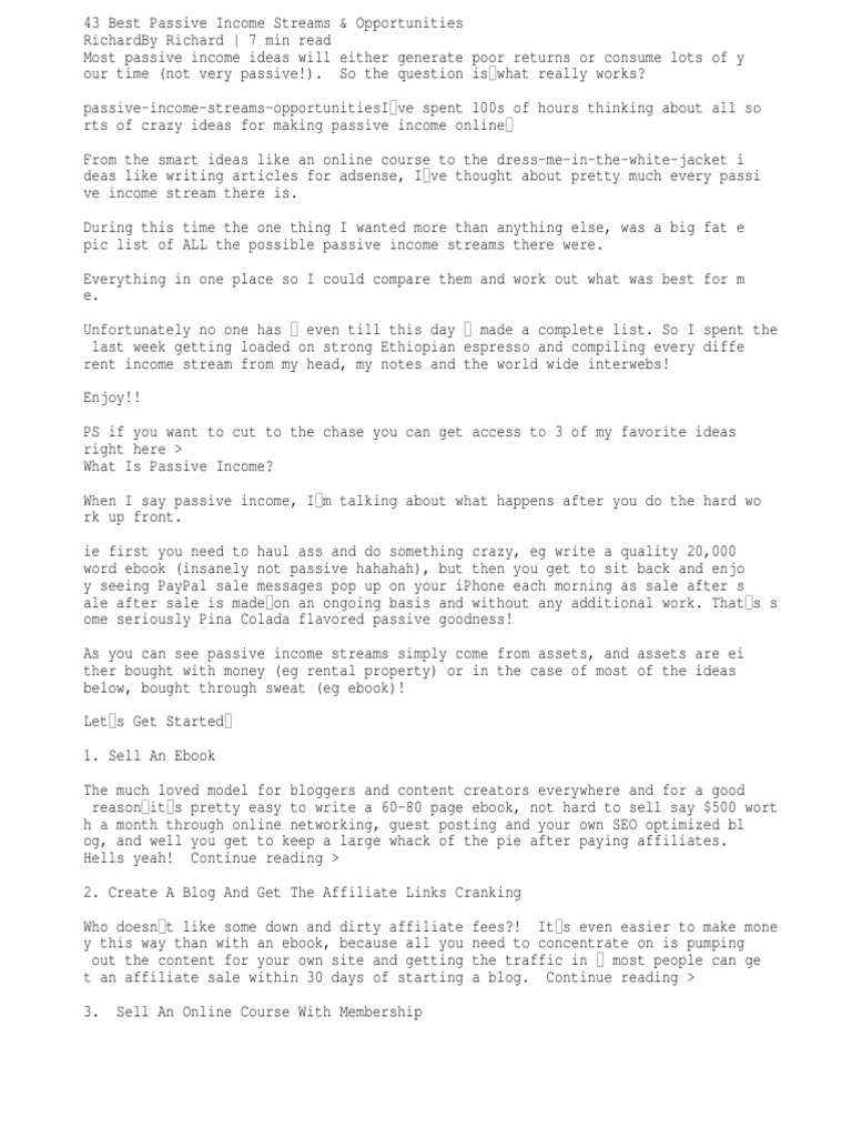 Passive Income Ideas for Entrepreneurs | PDF | Ad Sense | Amazon.Com