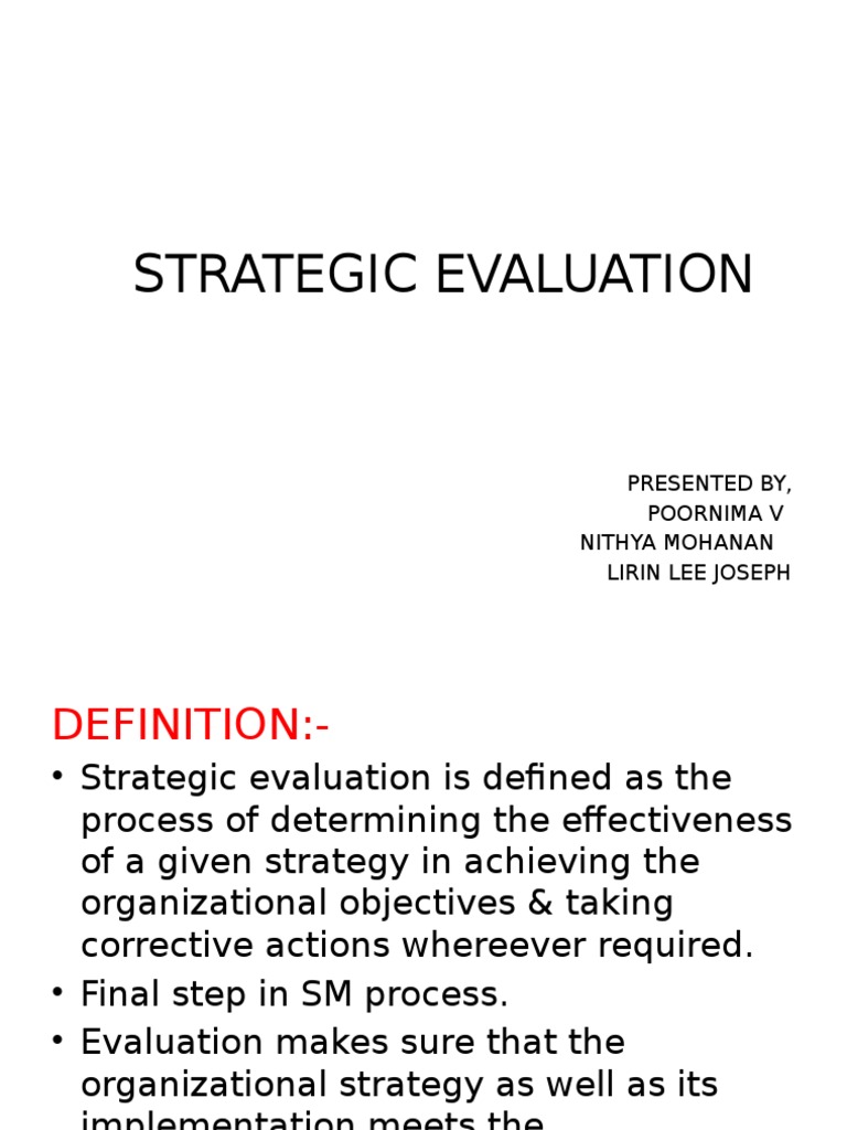 Strategic Evaluation | Strategic Management | Evaluation