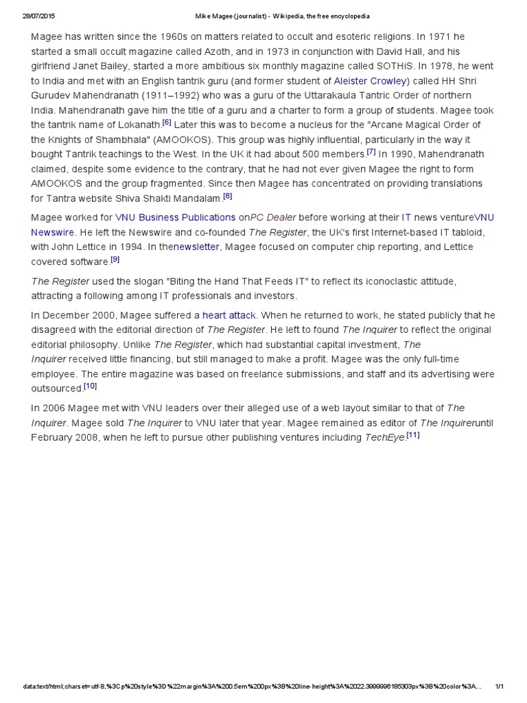 Mike Magee: Journalist and Occultist | PDF | Social Science | Religion ...