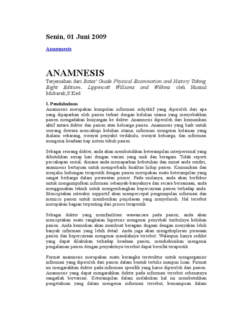 Anamnesis | PDF