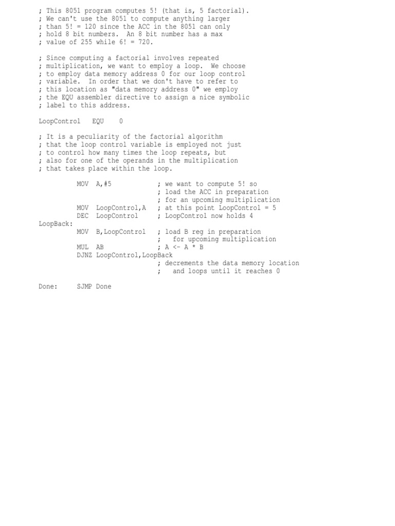 Factorial | PDF | Assembly Language | Computer Science
