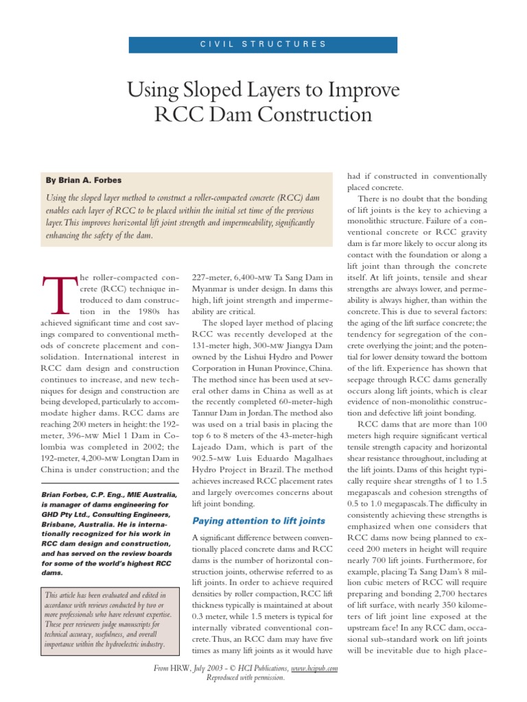 Sloped Layers To Improve RCC Dam Construction - ForBES | PDF | Dam ...