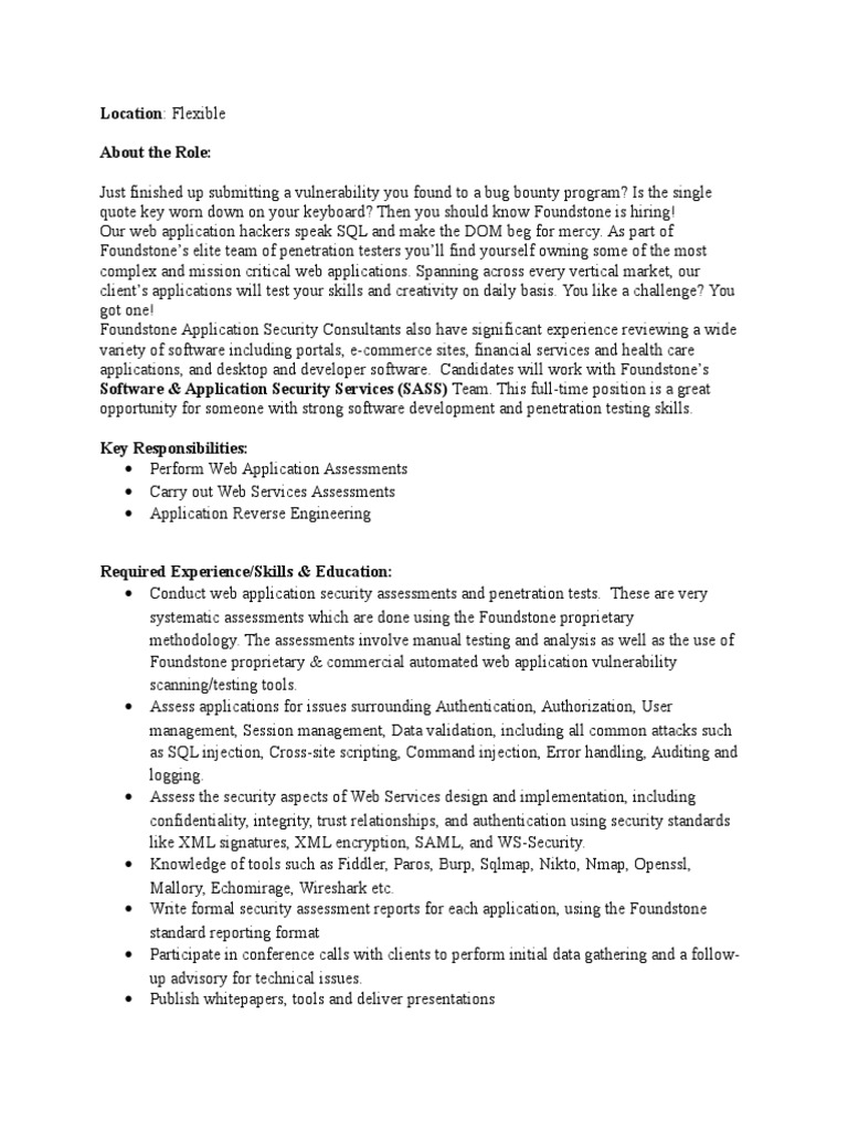 Foundstone Application Security Consultant - WAPT | PDF | Penetration ...