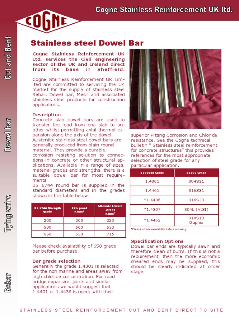 Dowel Data Sheet | PDF | Stainless Steel | Building Engineering