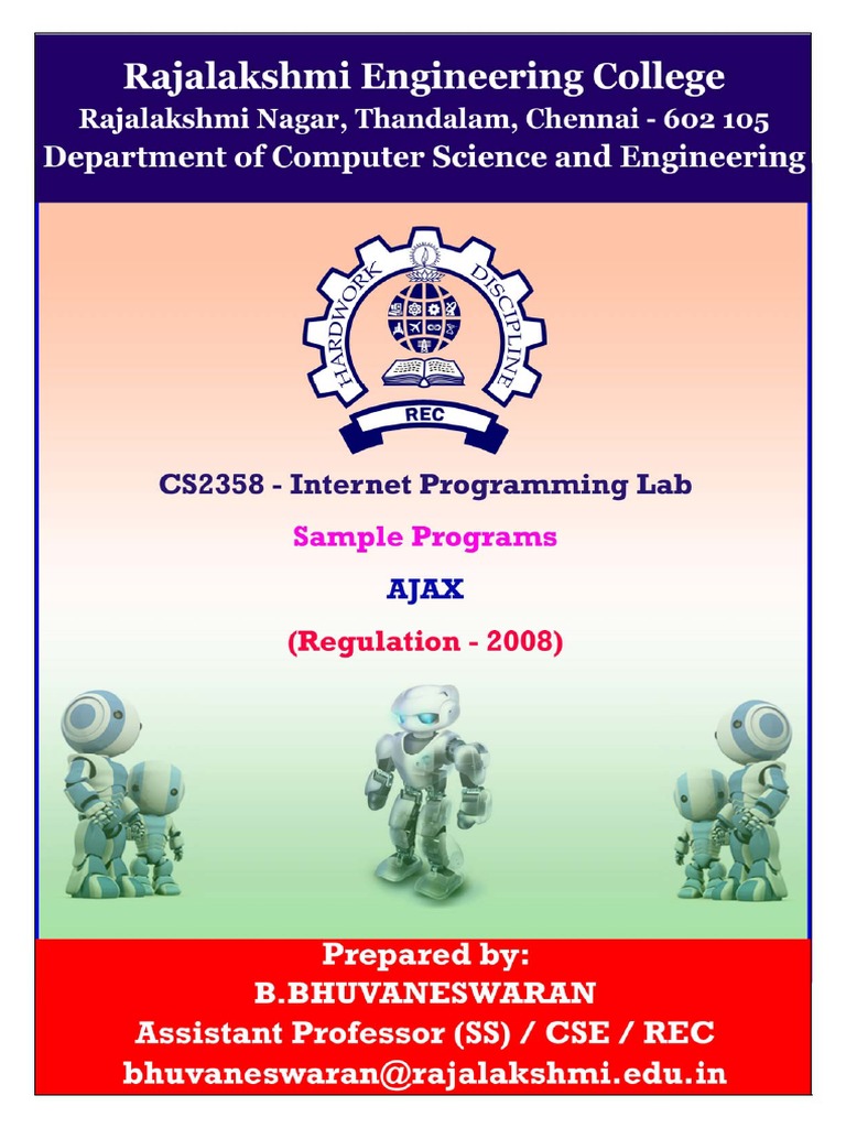 CS2358 - Internet Programming Lab - AJAX | PDF | Ajax (Programming ... CS2358 - Internet Programming Lab - AJAX | PDF | Ajax (Programming ...