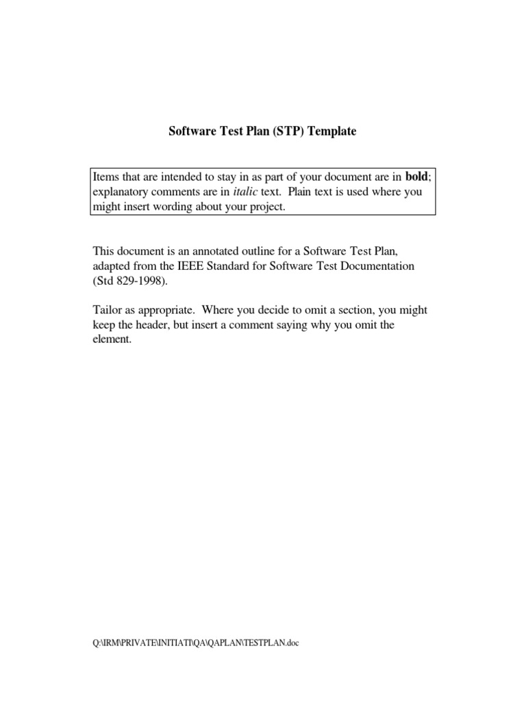 IEEE Test Plan Template | PDF