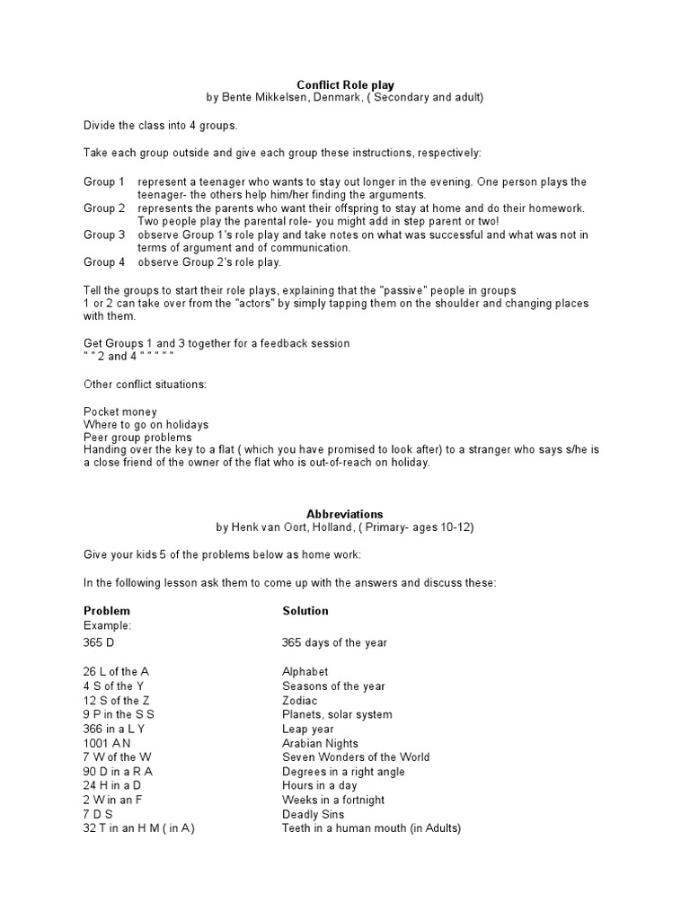 Conflict Role Play | PDF | Envelope | English Language