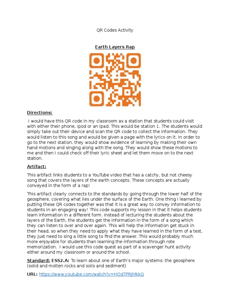 QR Codes Activity | PDF | Qr Code | Natural Environment