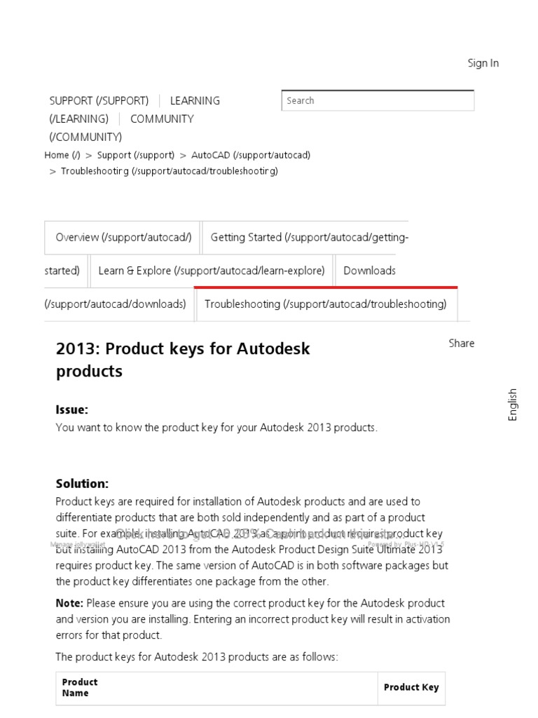 2013 - Product Keys For Autodesk Products - AutoCAD - Autodesk ...