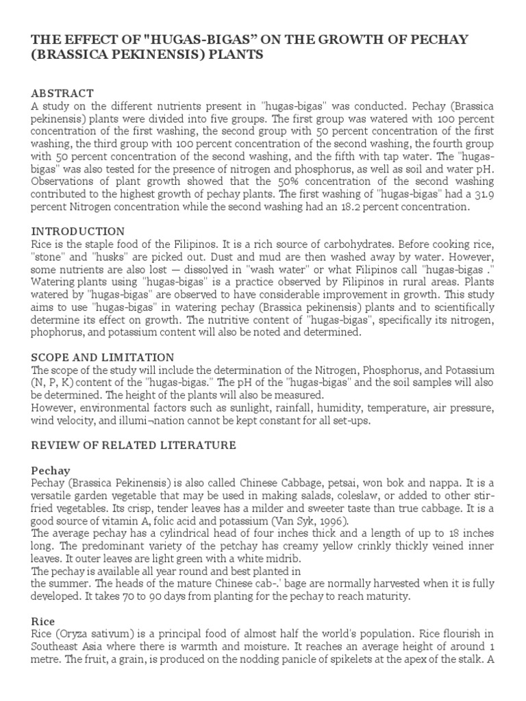 Hugas Bigas | PDF | Fertilizer | Plant Nutrition
