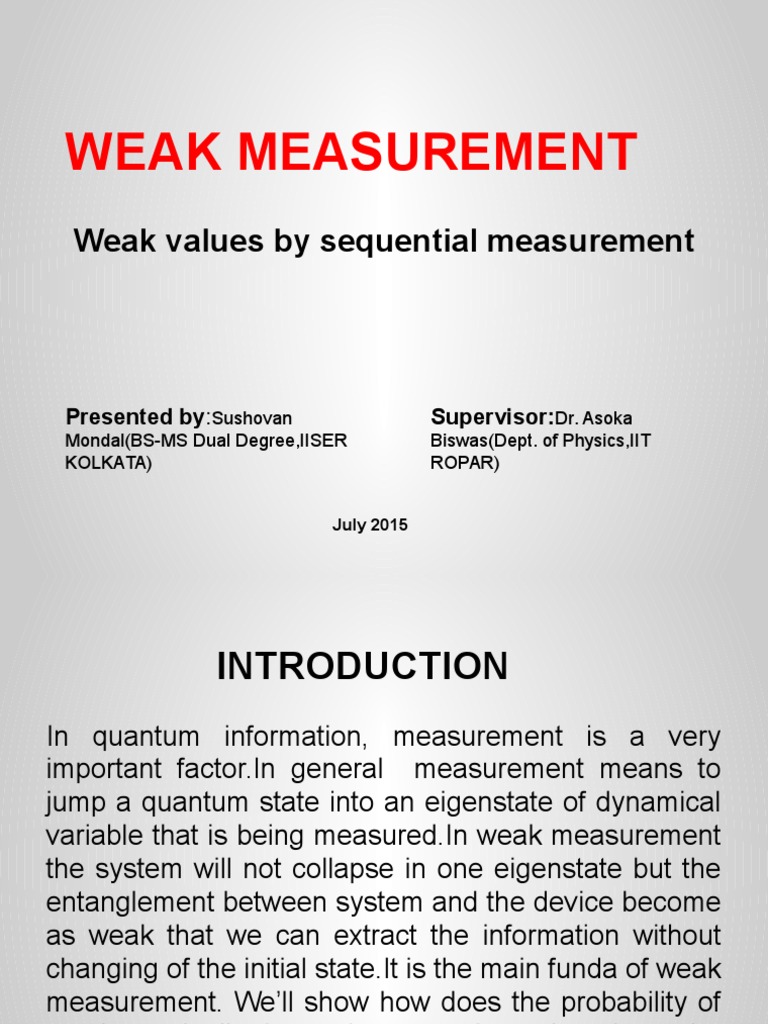 Weak Measurement | PDF | Quantum Mechanics | Quantum Entanglement