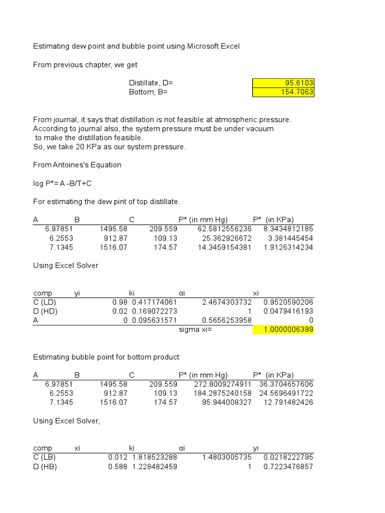 Distillation Column Design Calculation | PDF | Statistical Mechanics ...