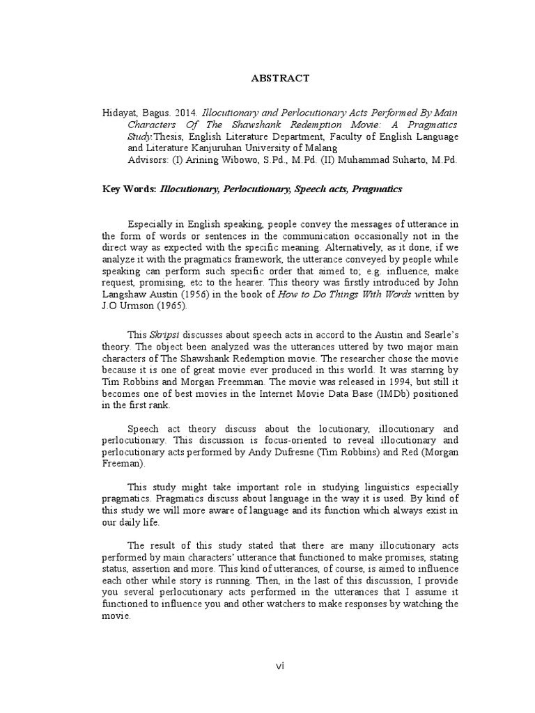 Illocutionary And Perlocutionary Acts Performed By Main Characters Of