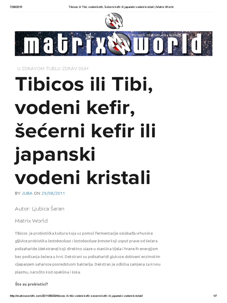 Tibicos Ili Tibi, Vodeni Kefir, Šećerni Kefir Ili Japanski Vodeni ...