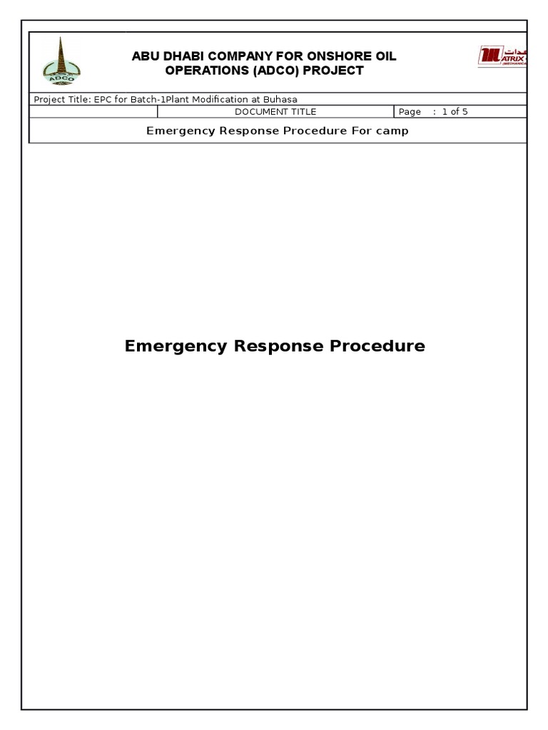 Emergency Response Procedure For All Areas - Rev.0 | PDF | First Aid ...
