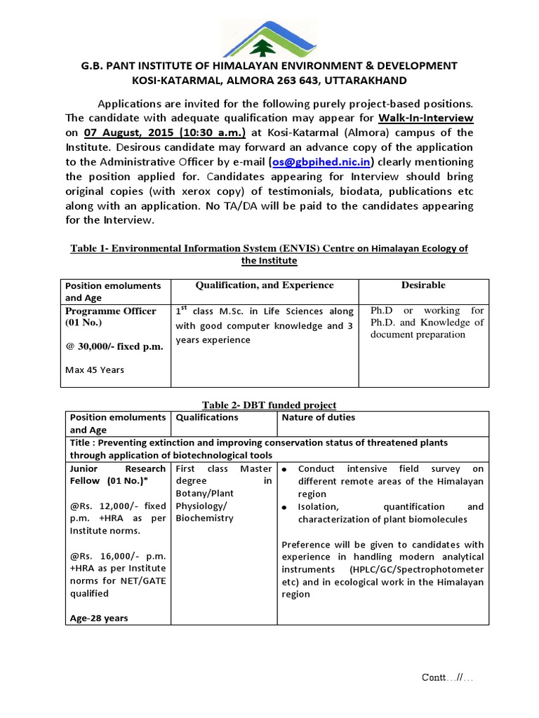 G.B. Pant Institute of Himalayan Environment & Development Kosi ...