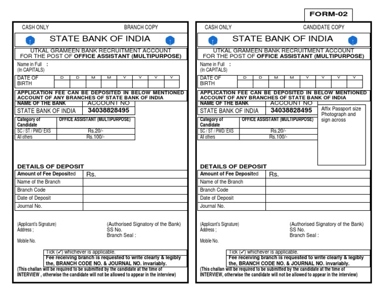 SBI Challan OfficeAssistant | PDF