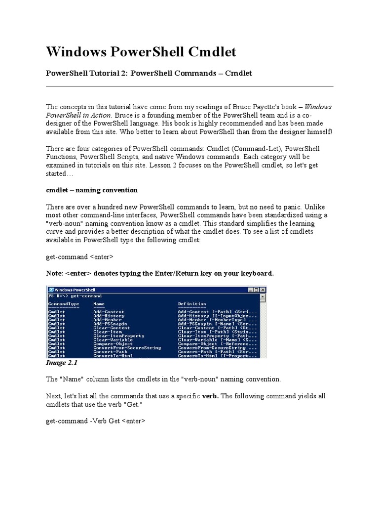 Windows PowerShell Cmdlet | Download Free PDF | Command Line Interface | System Software