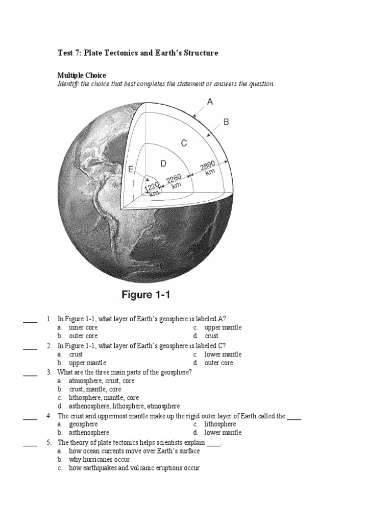 Test 7 Plate Tectonics and Earth's Structure | PDF | Plate Tectonics ...