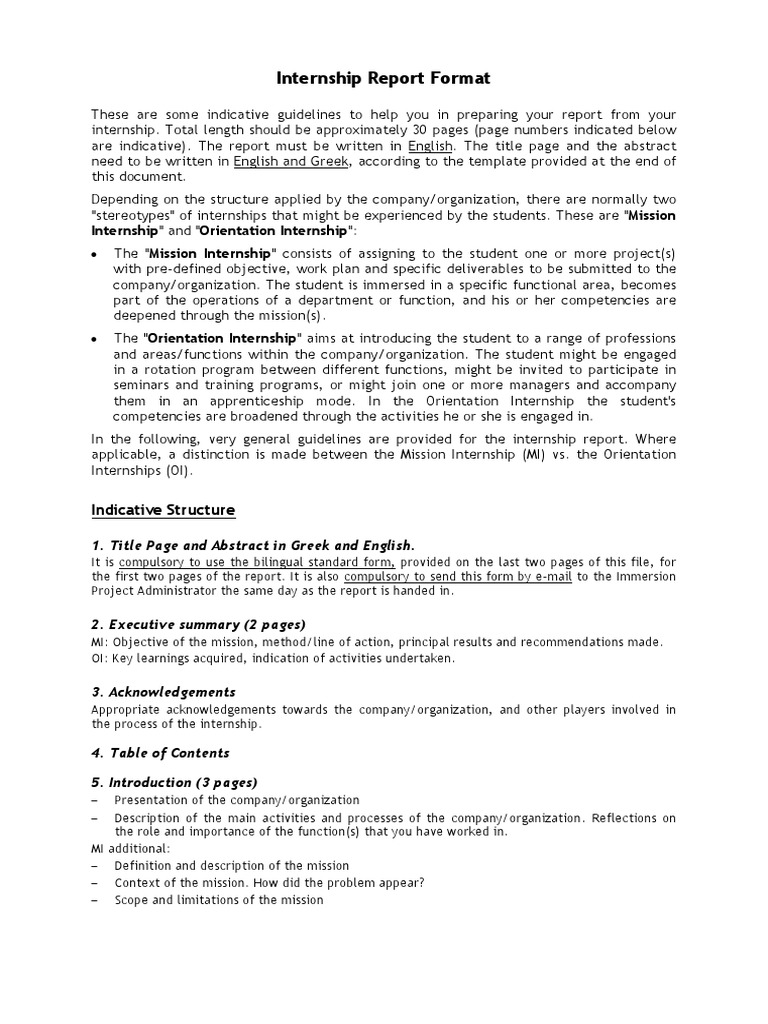 Internship Report Format | PDF | Internship | Job Hunting