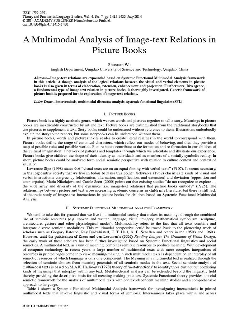Text Image Relations Picture Books | PDF | Linguistics | Semiotics