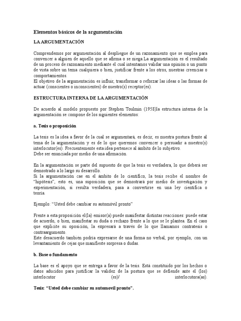 Elementos Básicos de La Argumentación Con Ejercicios | PDF | Teoría de ...