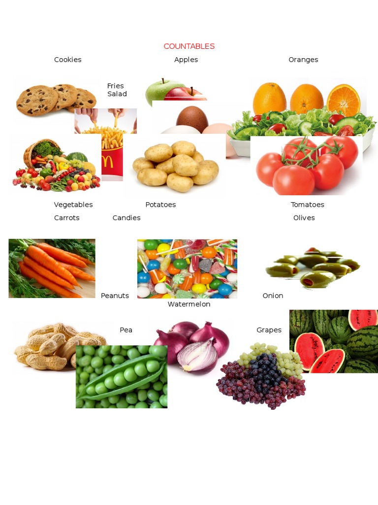 Countable vs. Uncountable Foods List | PDF | Cooking, Food & Wine