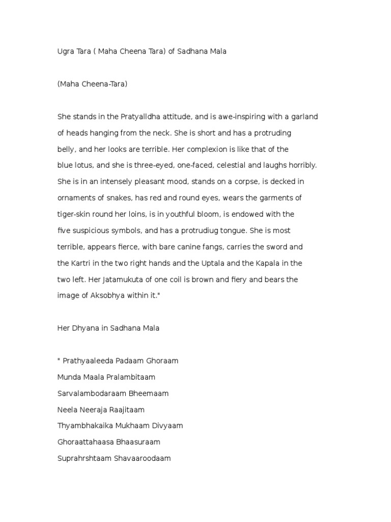 Ugra Tara or MahaChina Tara | PDF | Feminist Spirituality | Hindu Mythology