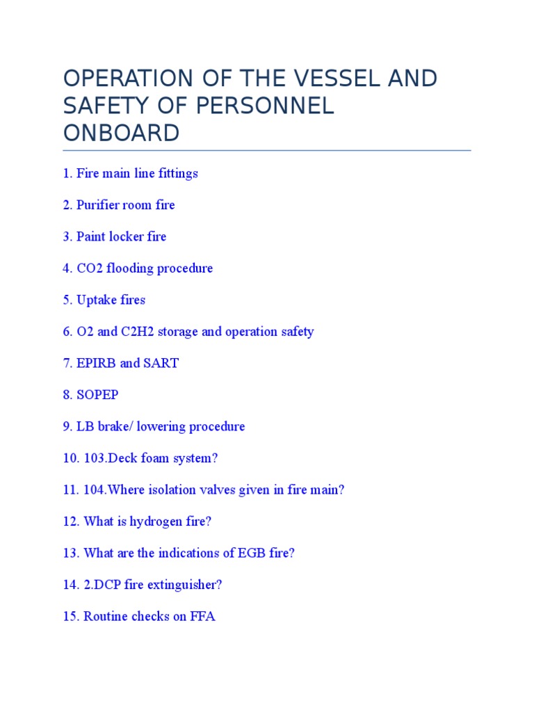 Operation of The Vessel and Safety of Personnel Onboard | PDF ...
