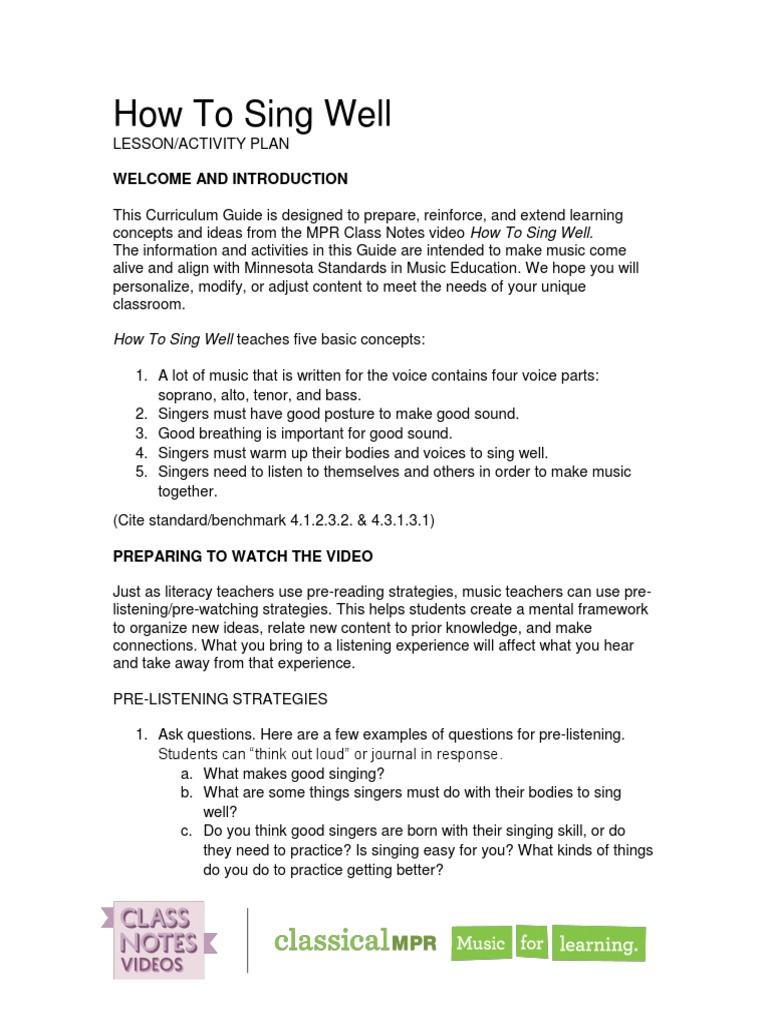 How To Sing Well Curriculum PDF | PDF | Singing | Music Education