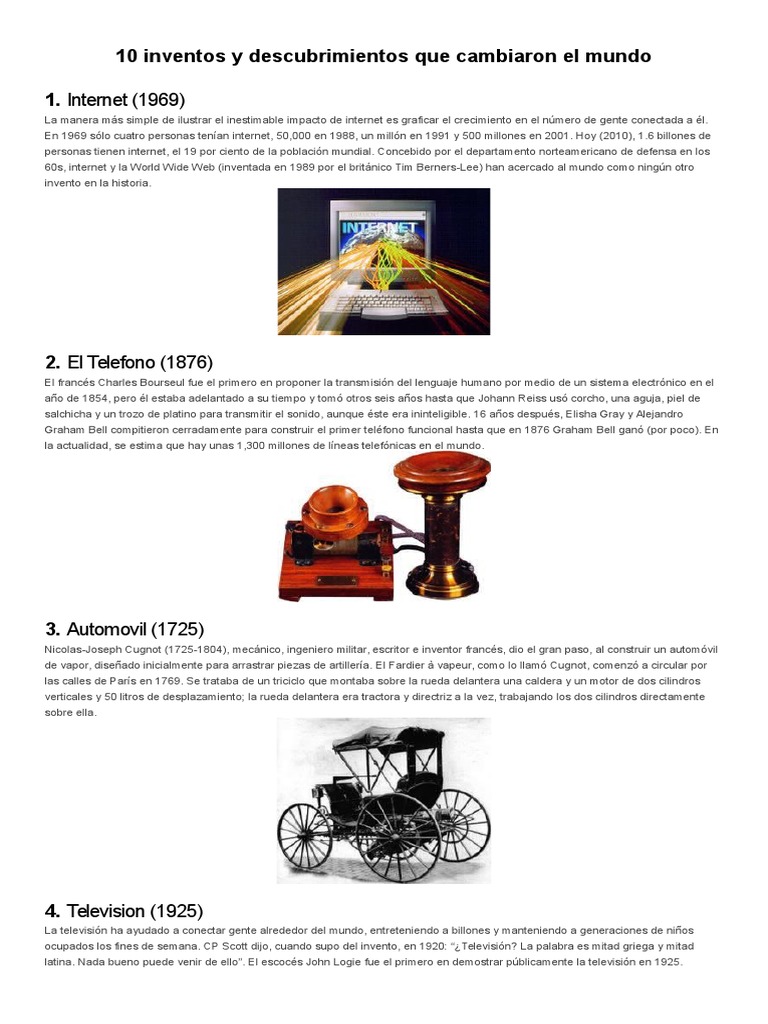 10 Inventos y Descubrimientos Que Cambiaron El Mundo | PDF | Petróleo ...