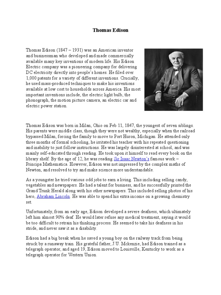 Thomas Edison | PDF | Thomas Edison | Science